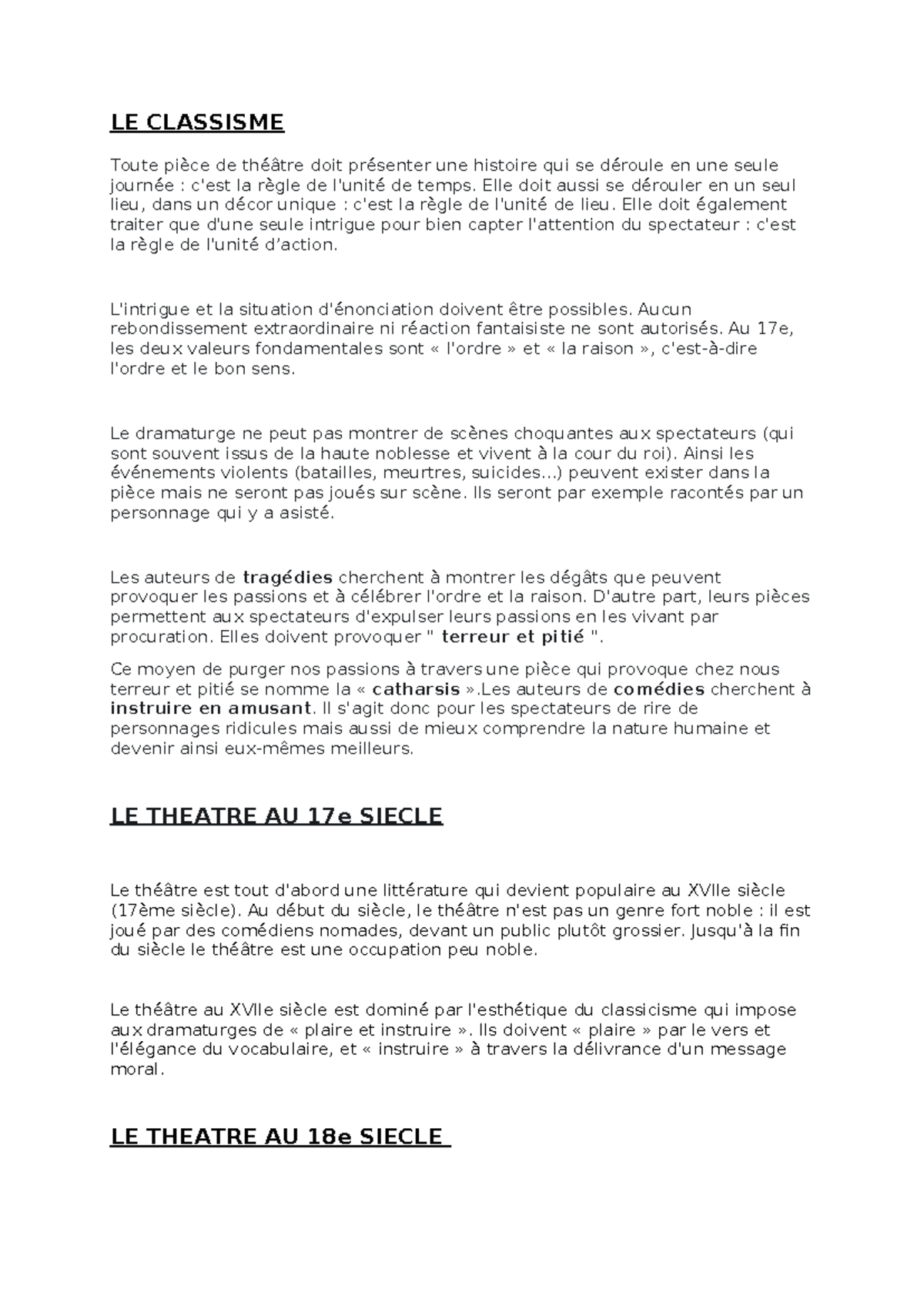 LE Classisme - cours français pour les premieres générales - LE ...