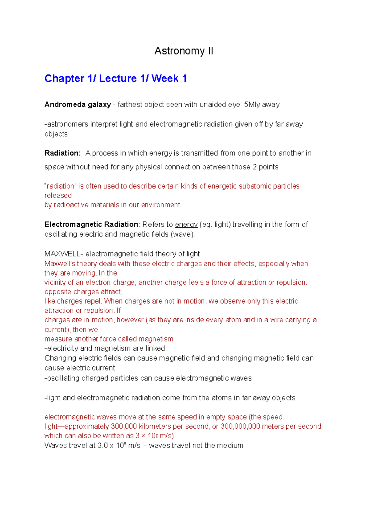 Astronomy II Notes week 1 - Astronomy II Chapter 1/ Lecture 1/ Week 1 ...