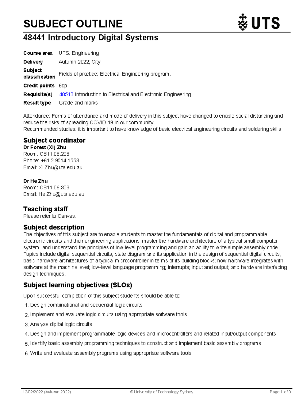 PDFs - outline for the tasks and assignment - SUBJECT OUTLINE 48441 ...