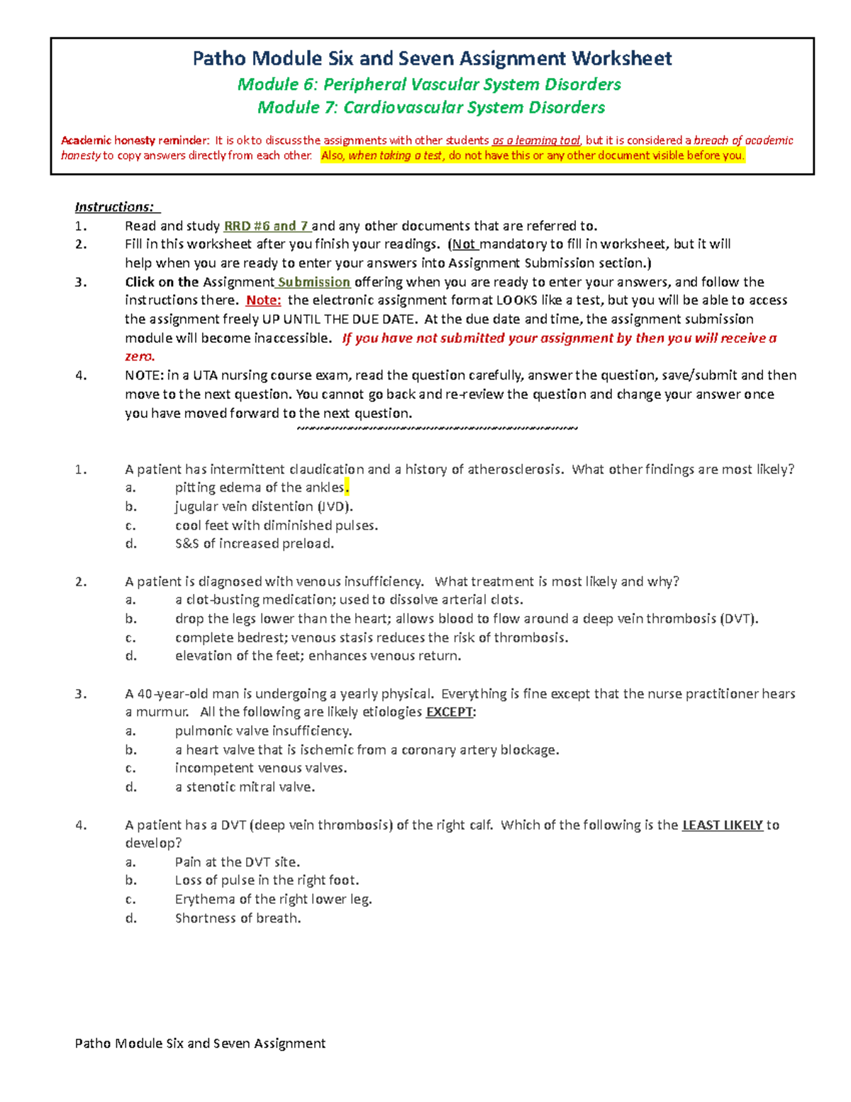 Patho+Module+Six+and+Seven+Assignment copy - Instructions: 1. Read and ...