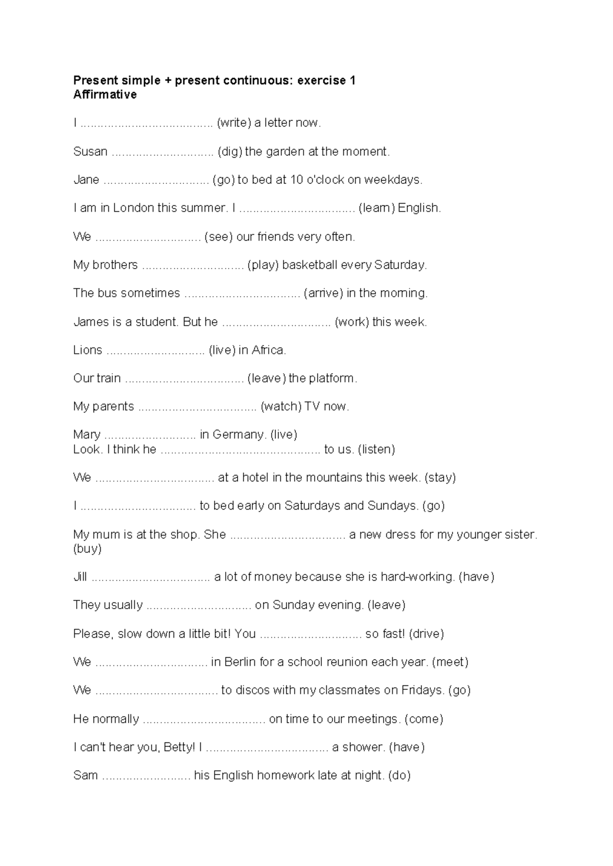 Present simple vs present cont - Present simple + present continuous ...