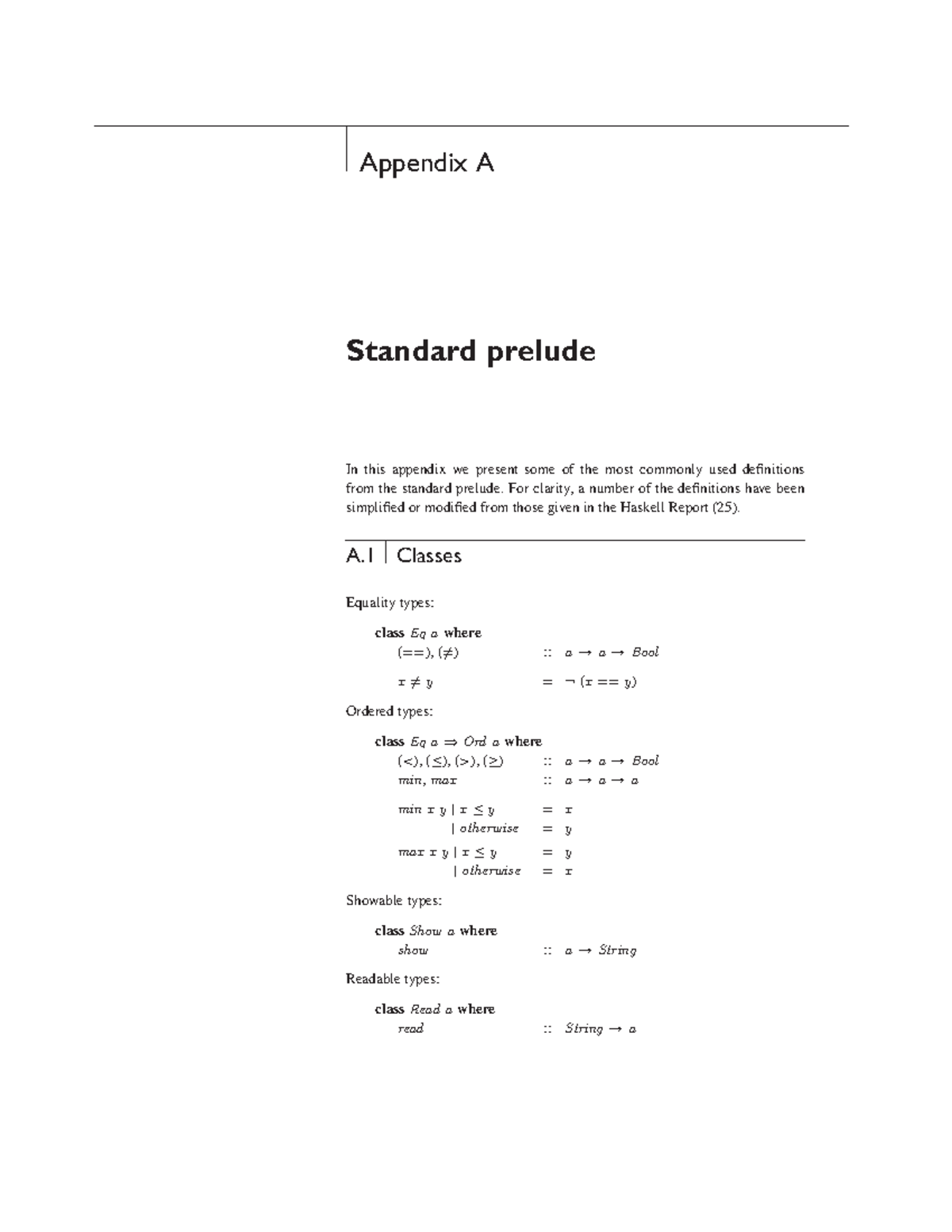 Prelude - useful luagange for haskell - Appendix A Standard prelude In this appendix we present ...