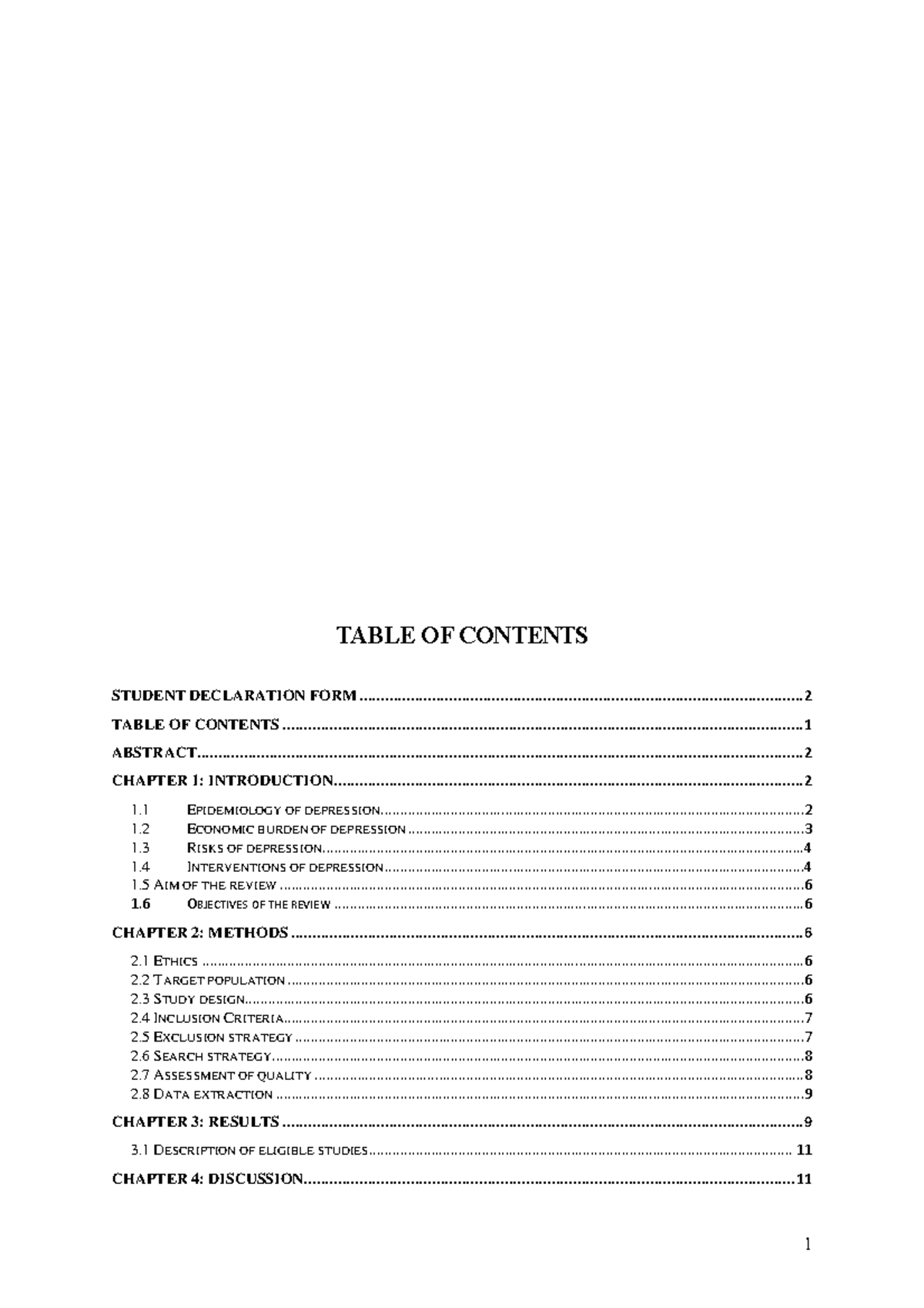 Final Desertation Sample FOR Research Project - TABLE OF CONTENTS TABLE ...