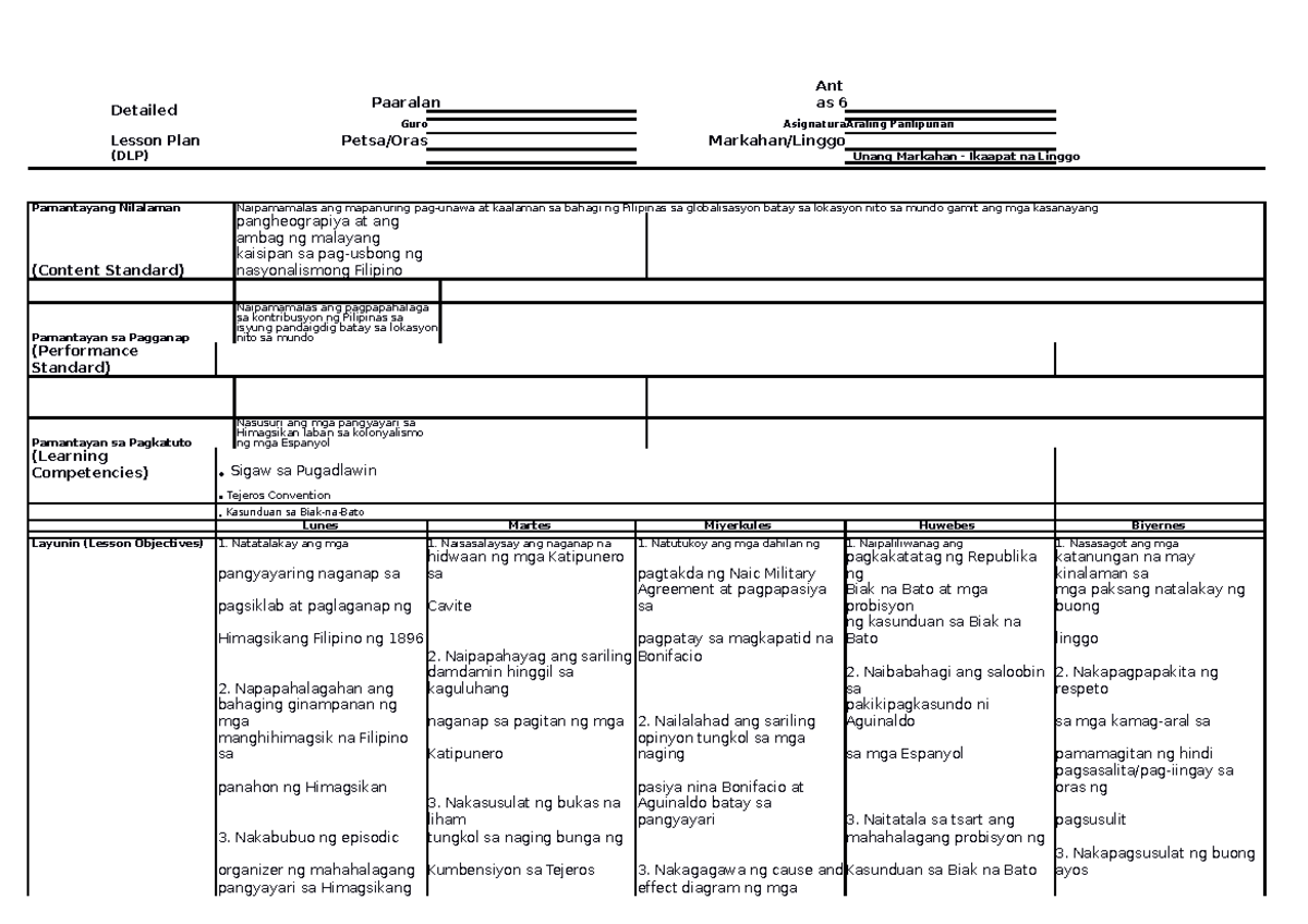 AP-6-DLP-Q1-W4 - huimagsikan - Detailed Paaralan Ant as 6 Lesson Plan Guro AsignaturaAraling ...