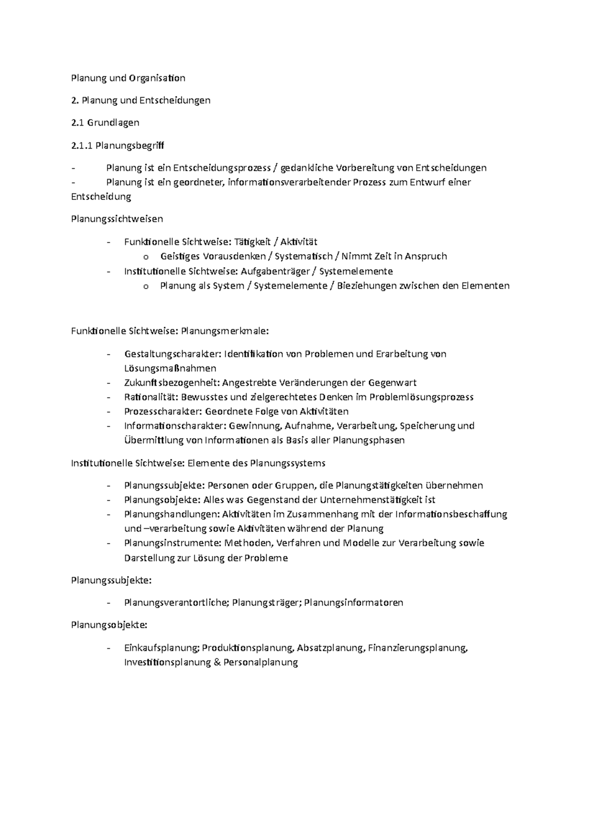 Planung&Organisation Theorie - Planung und Organisation Planung und ...