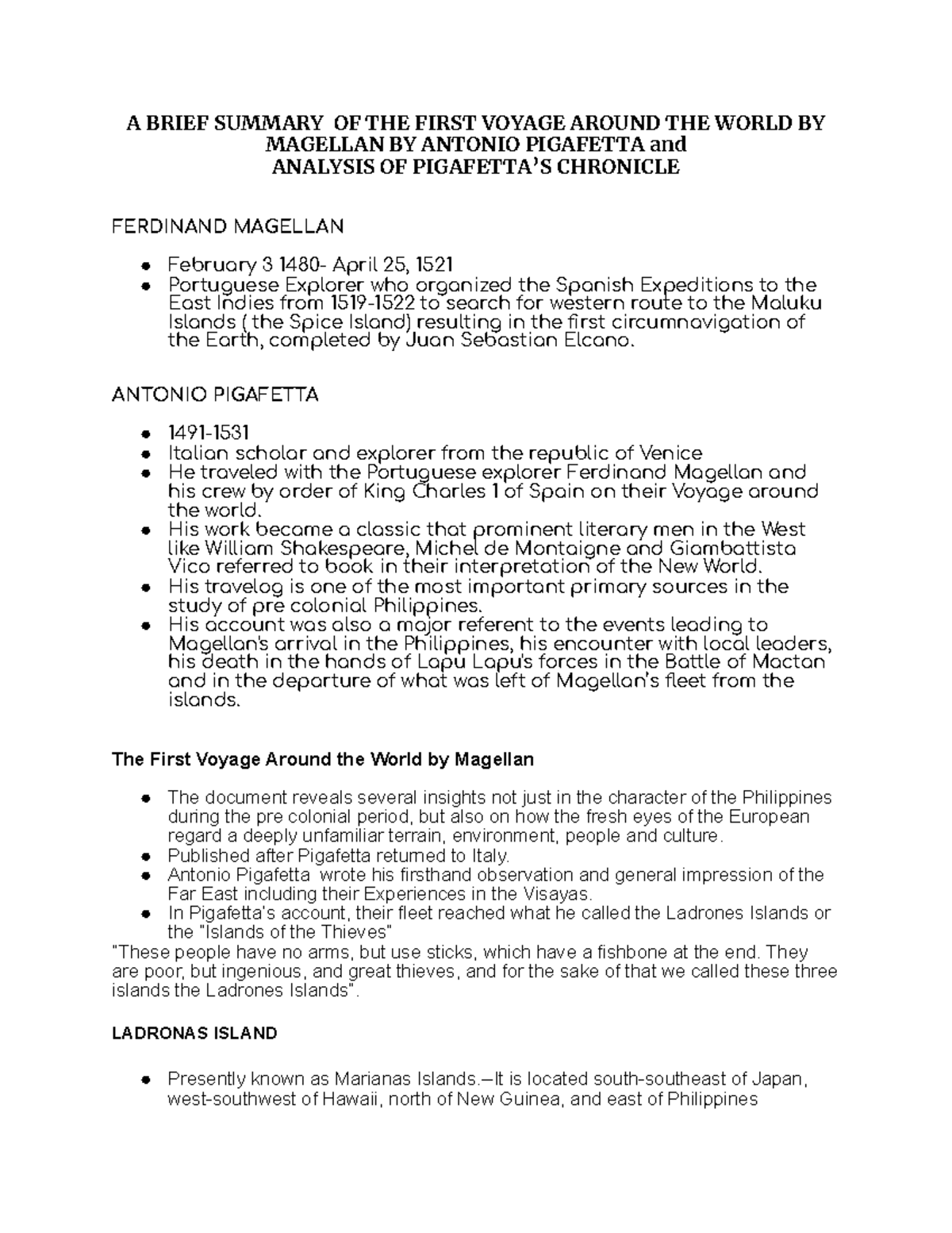 THE First Voyage Around THE World BY Magellan BY Antonio Pigafetta - A ...