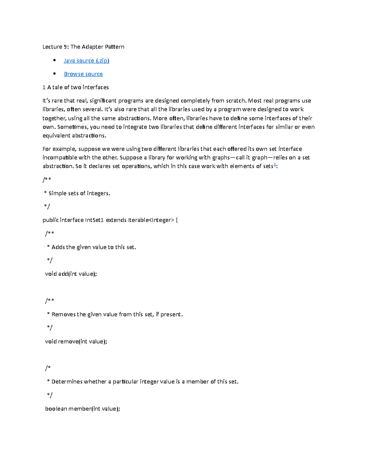 CS 3500 2017 notes 9 - Lecture 9: The Adapter Pattern Java source (.zip ...