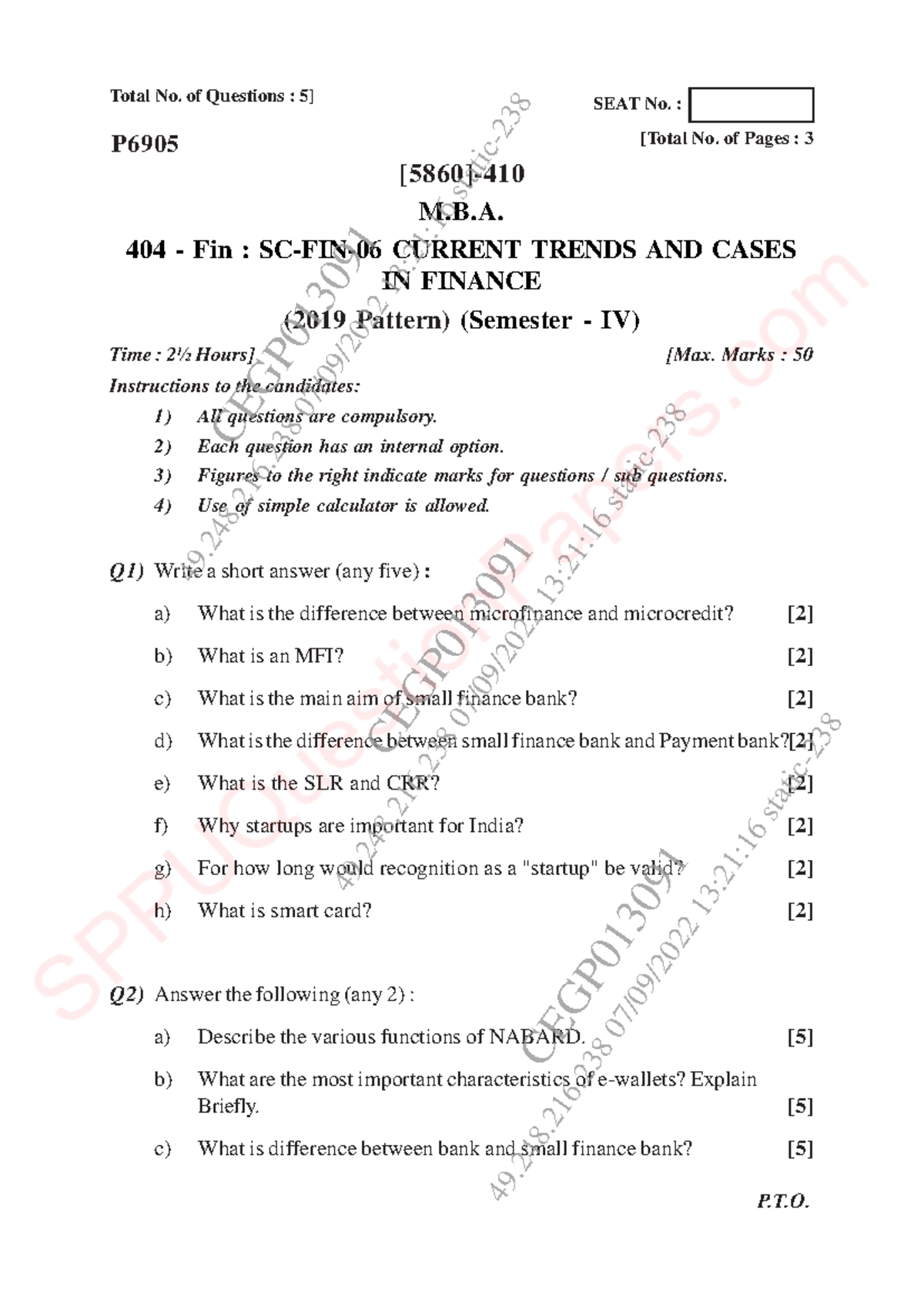 Postgraduate-pg mba semester-4 2022 may current-trends-cases-in-finance-pattern-2019 - Q1) Write ...