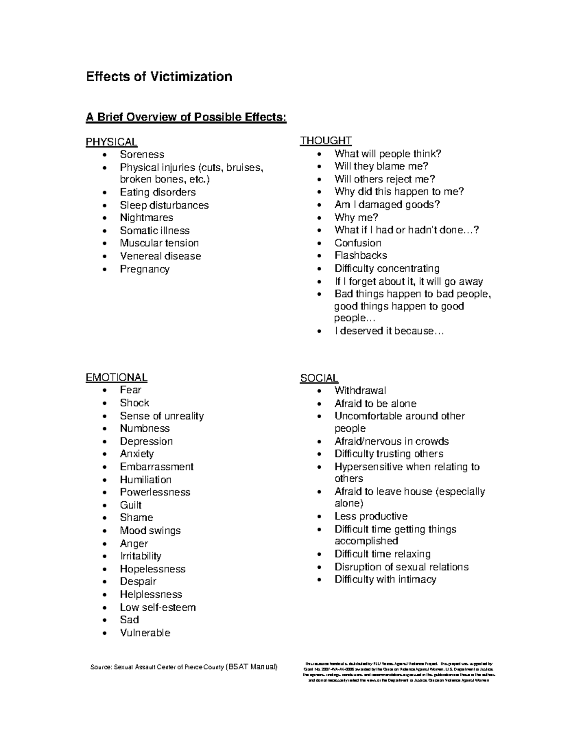 Effects-victimization 1 - Effects of Victimization A Brief Overview of ...