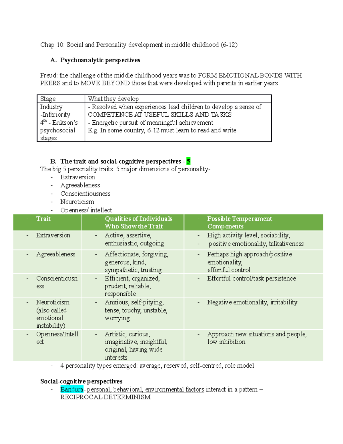 Chap 10 - dddd - Chap 10: Social and Personality development in middle ...