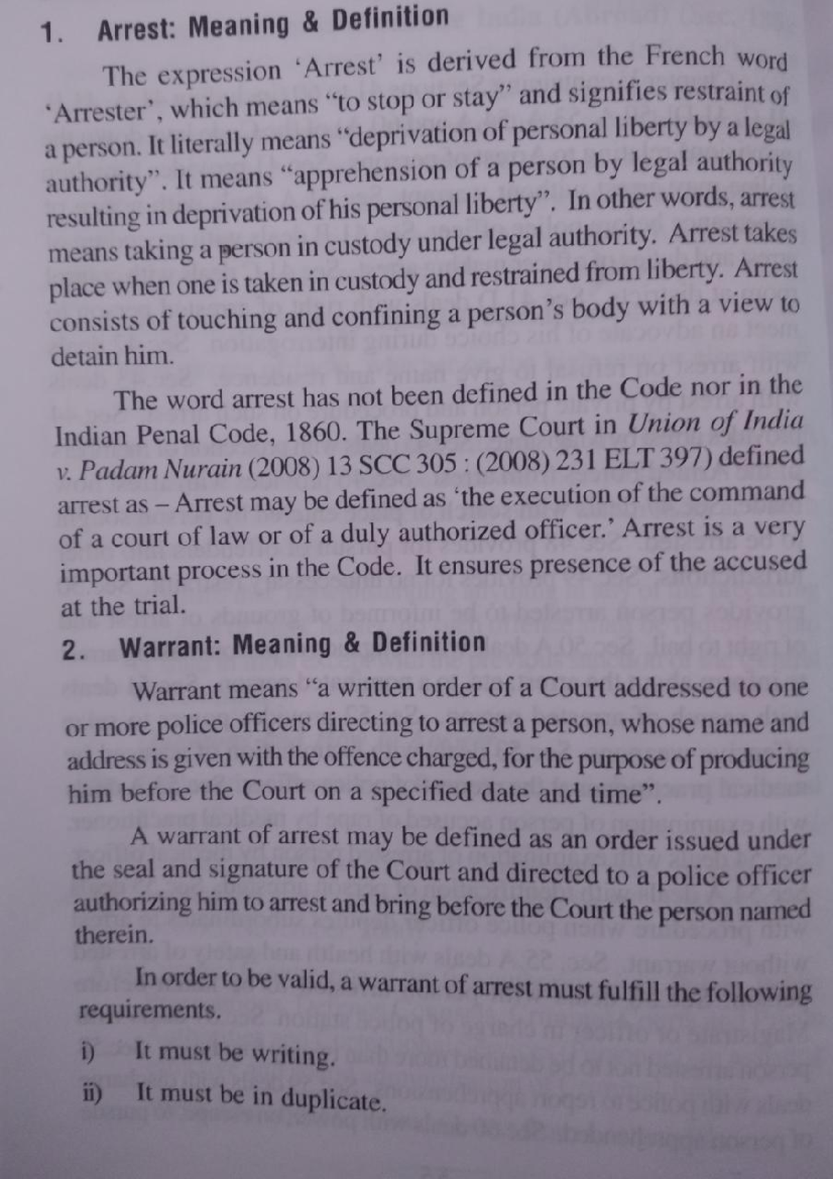 Cr.PC notes (Arrest) - 3 year /5 year LL.B. - Studocu