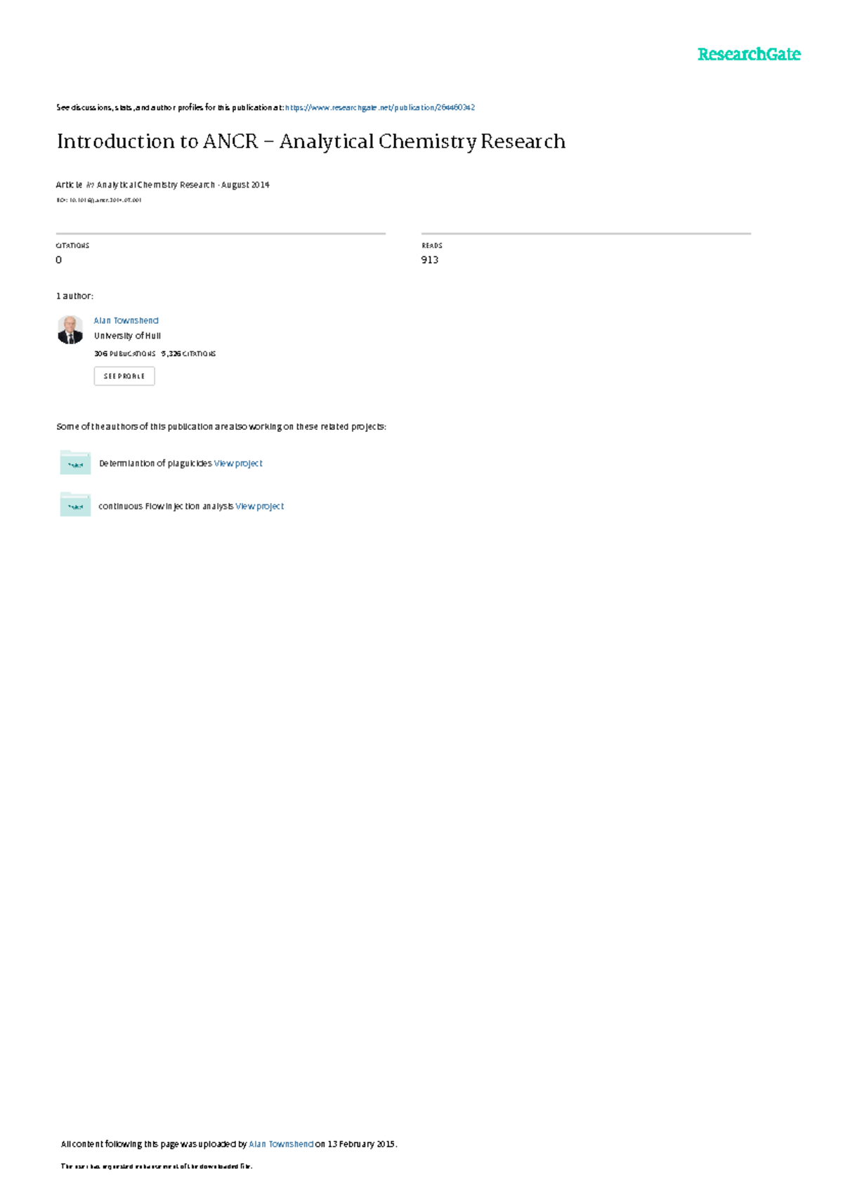 Introduction to ANCR - Analytical Chemistry Resear - See discussions ...
