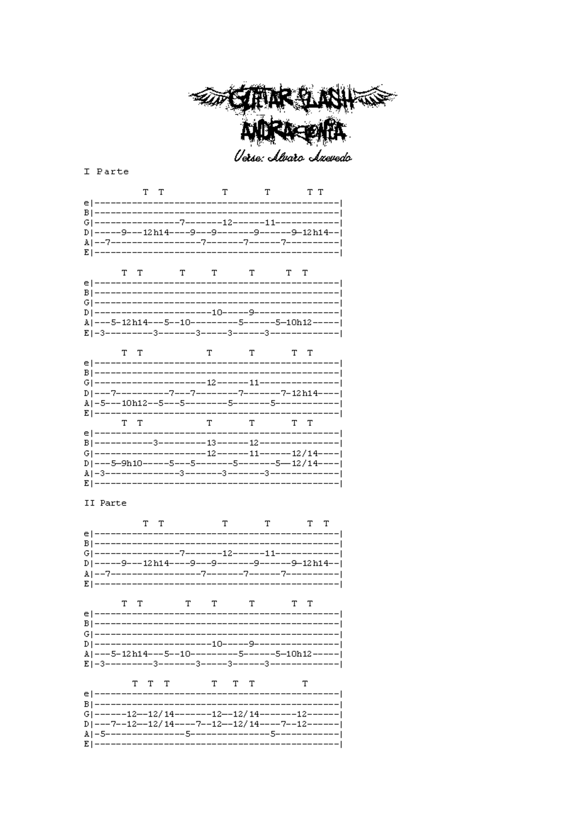 Guitar flash - Tabs. - (Guitar flash) andragonia Verse: Alvaro Azevedo ...