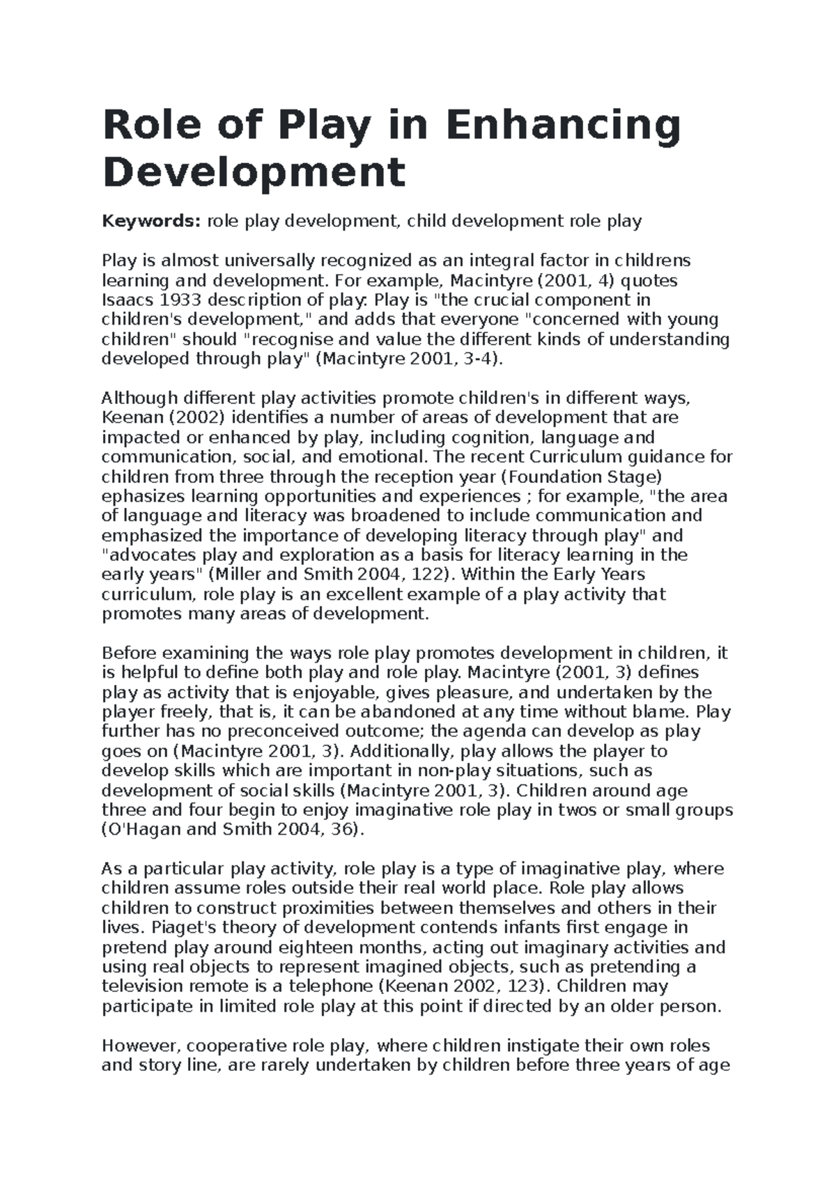 Role of Play in Enhancing Development - Role of Play in Enhancing ...