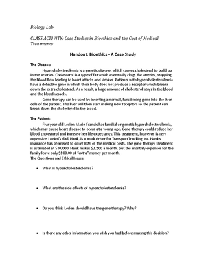 Part 1 - This is Part 1 of a Yeast experiment for Intro. to Biology Lab ...