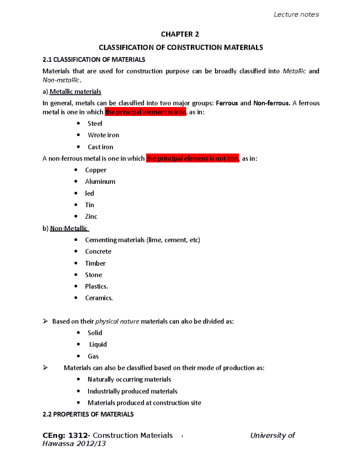 2. Classification of Materials - CHAPTER 2 CLASSIFICATION OF ...
