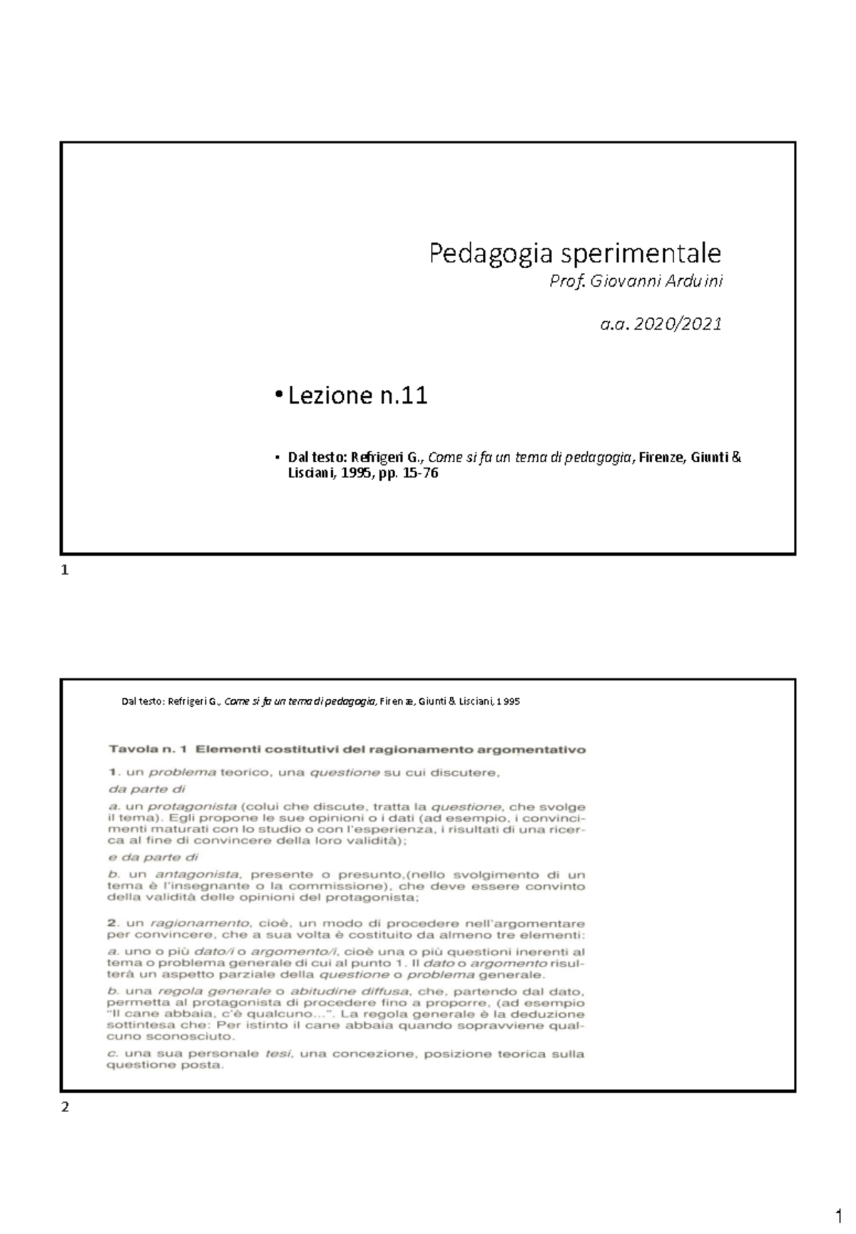 Lezione 11 - storia - Pedagogia sperimentale Prof. Giovanni Arduini a. 2020/ • Lezione n. • Dal ...