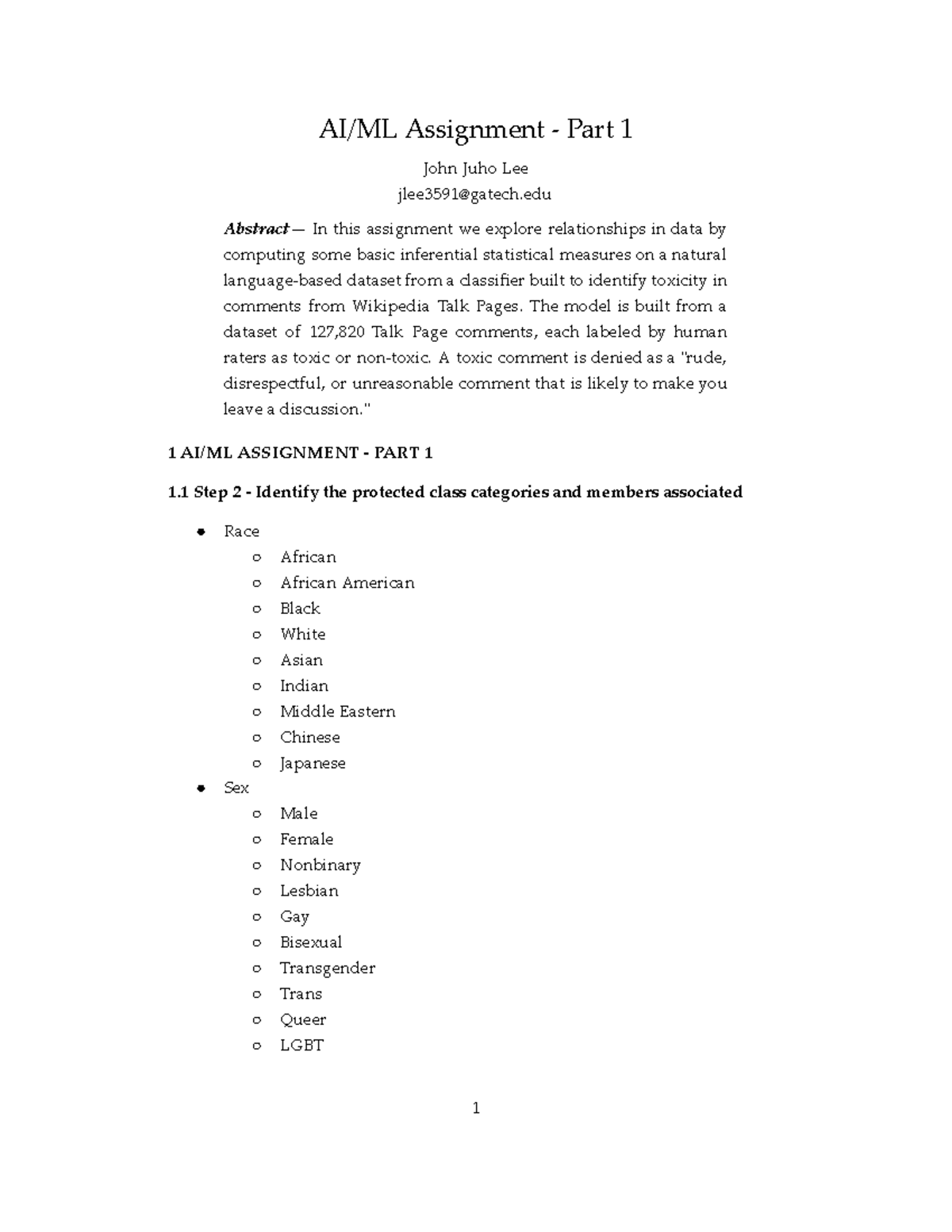 Hw4 - Assignments AP computer science A (AP-CSA) - AI/ML Assignment - Part 1 John Juho Lee - Studocu