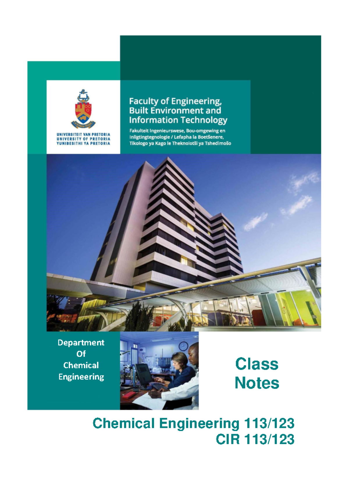 CIR 113-123 Class Notes 2023 - Department Of Chemical Engineering Class ...