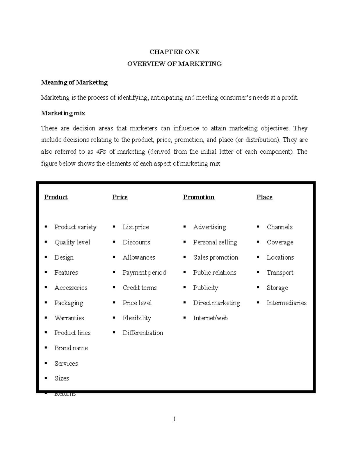 Topic 1 Overview OF Marketing CHAPTER ONE OVERVIEW OF MARKETING topic-1-overview-of-marketing-chapter-one-overview-of-marketing
