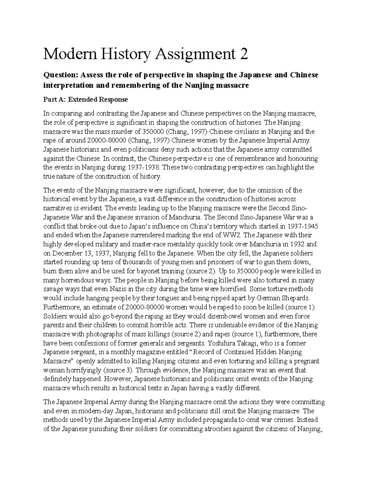 Modern History Y11 Historical Investigation - Modern History Assignment ...