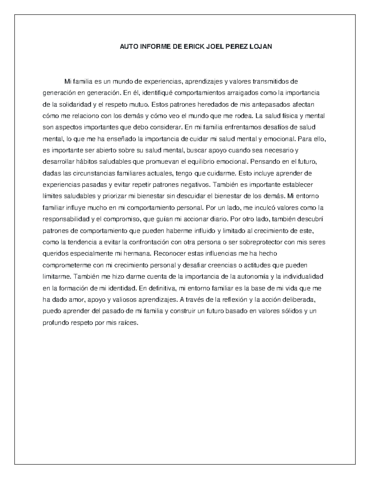 Autoinforme Perez Lojan Erick JOEL - AUTO INFORME DE ERICK JOEL PEREZ ...