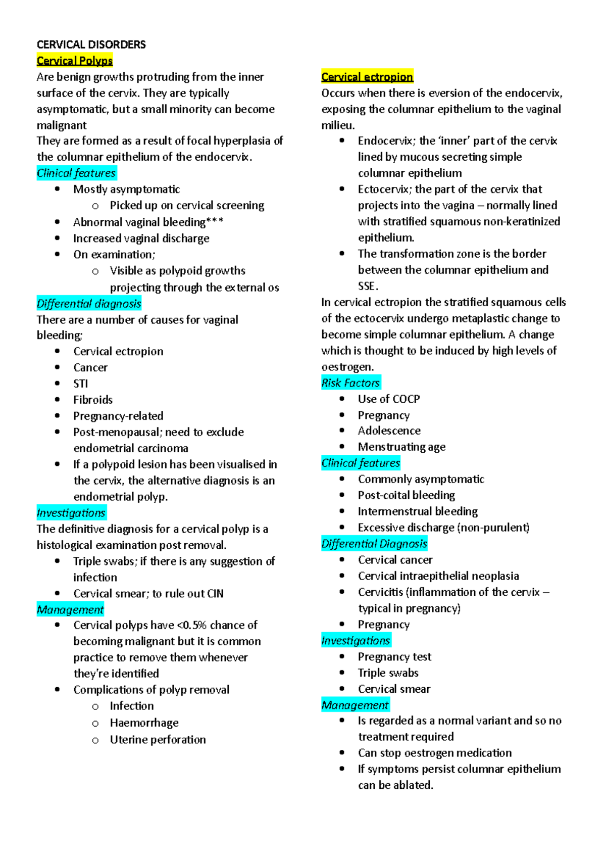 Cervical Disorders - Summary of the condition with differentials ...