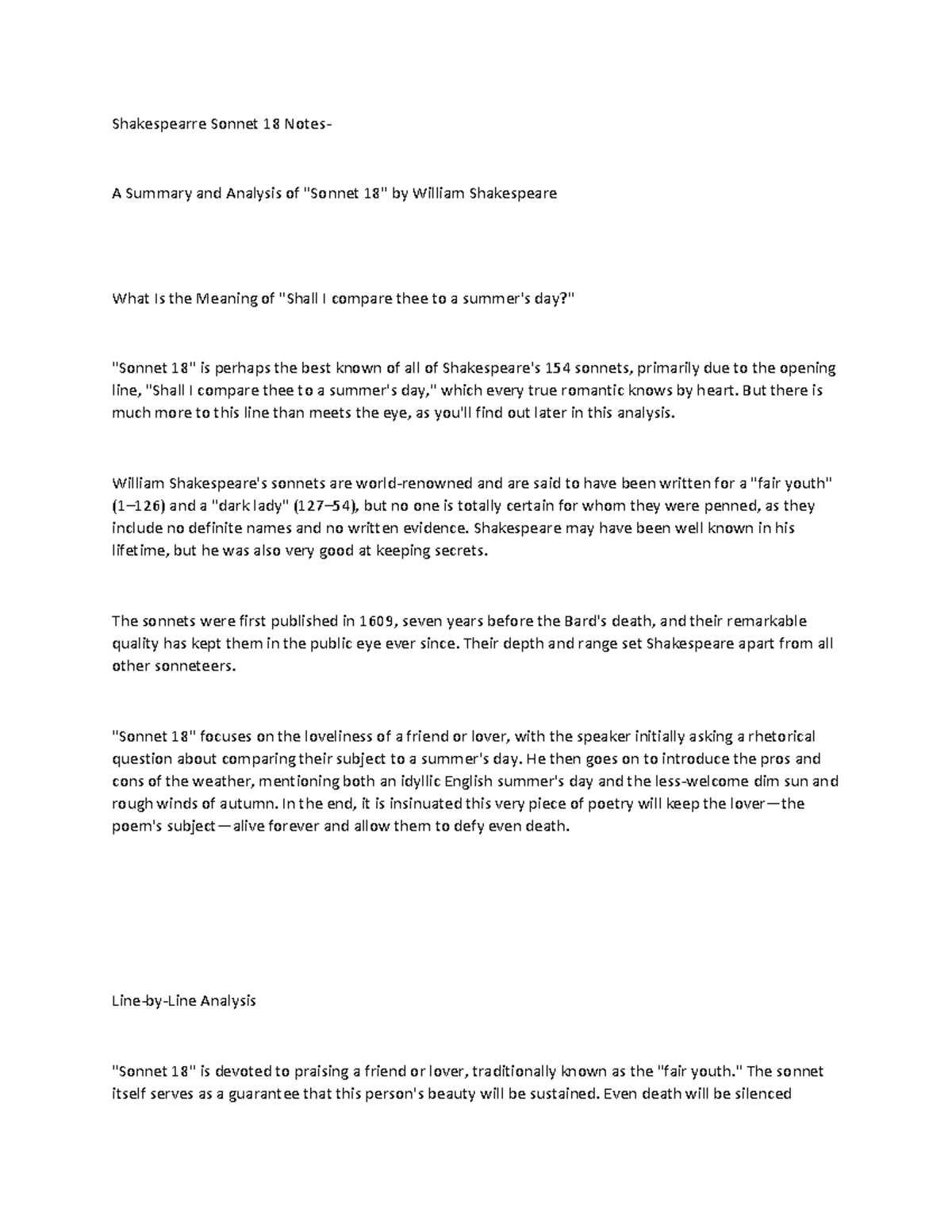 Shakespeare Sonnet - English Literature. A Short History - Shakespearre ...