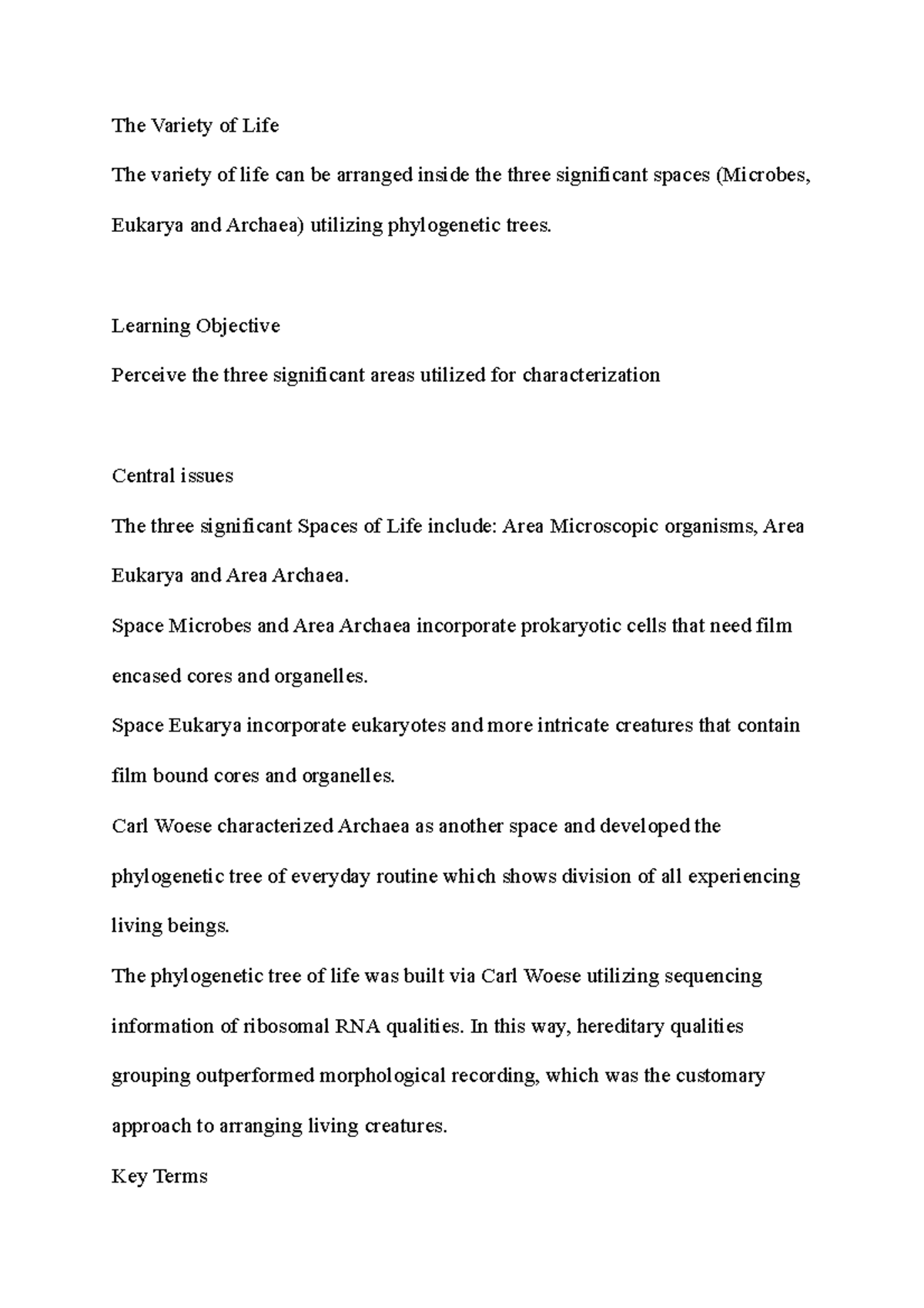 Lecture notes on The Variety of Life - The Variety of Life The variety ...