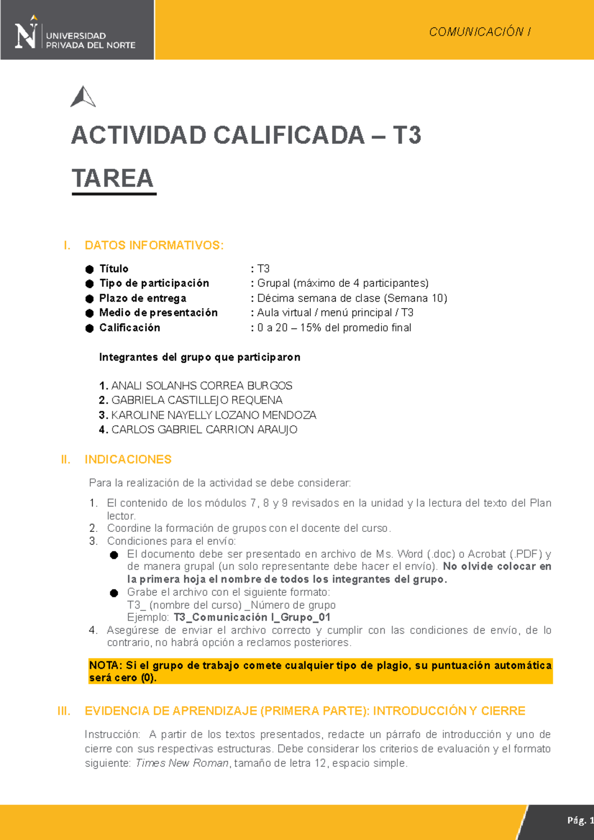 Bola de sebo - parrafos T3 - ACTIVIDAD CALIFICADA – T TAREA I. DATOS ...