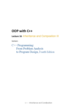 Object Oriented Progeamming (OOP) with C++ - Lecture 17 - OOP with C++ ...