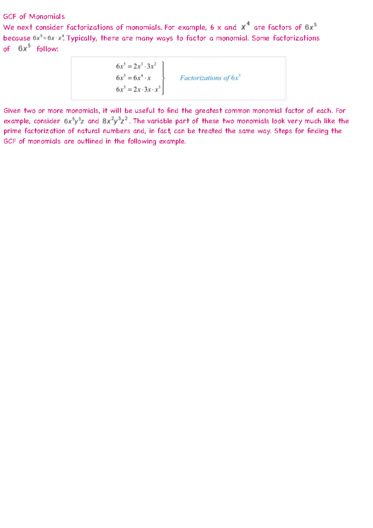 GCF of Monomials: Finding the Greatest Common Factor - Studocu