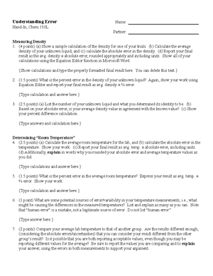 150L error procedure - Assignment and Course Note - Understanding Error/Uncertainty in Data ...