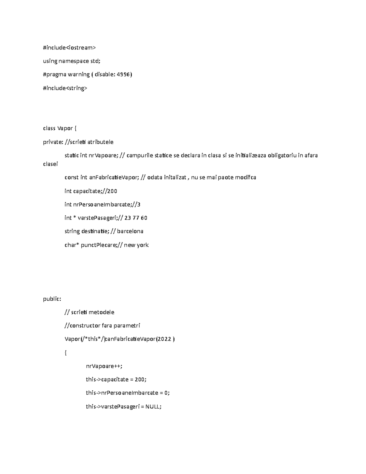 POO - Programare Orientata Obiect - exemplu cod - #include using namespace std; #pragma warning ...