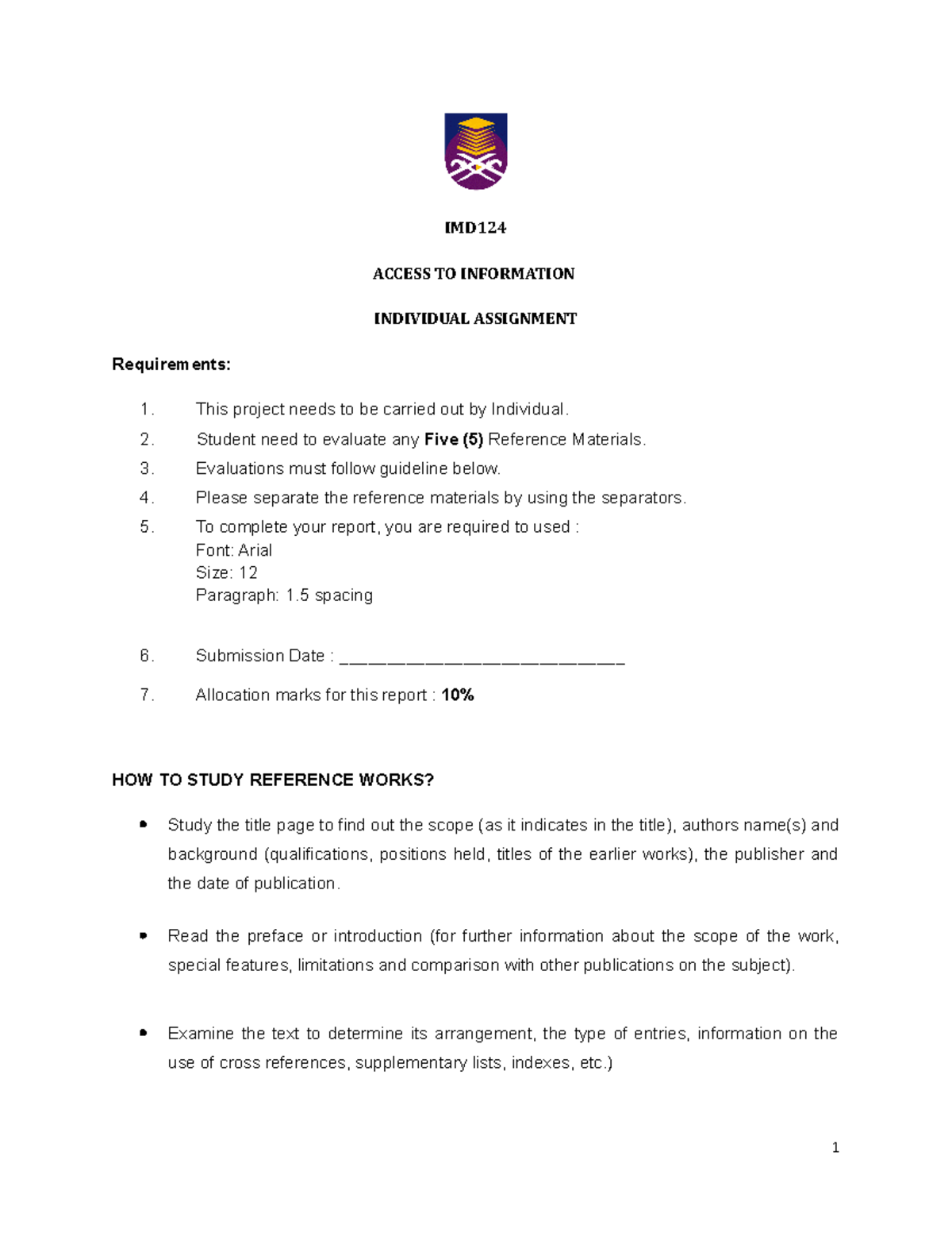 IMD124 Individual Assignment - Access to Information - UiTM - Studocu