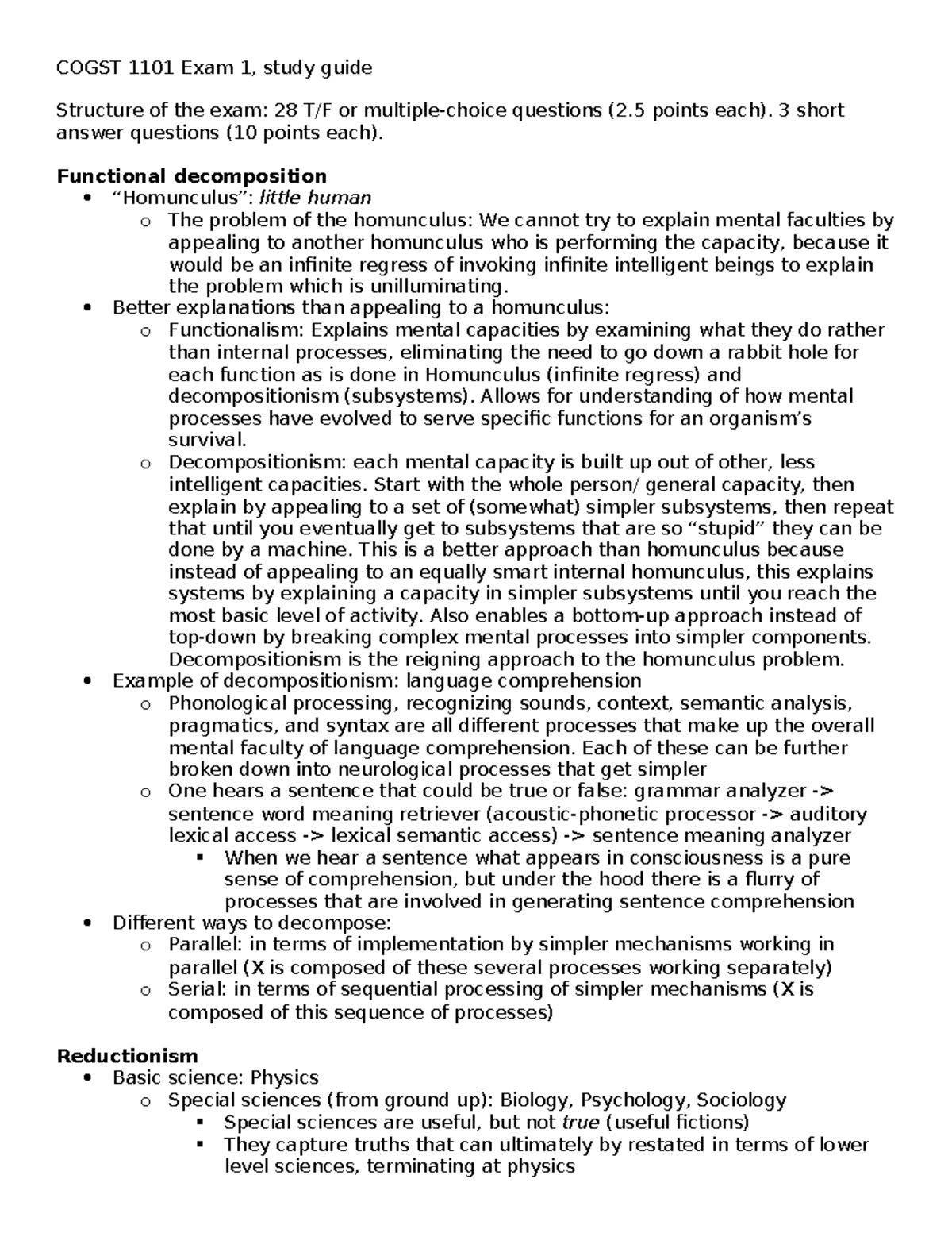 Study guide Cogst 1101 Exam 1 2023 - COGST 1101 Exam 1, study guide ...