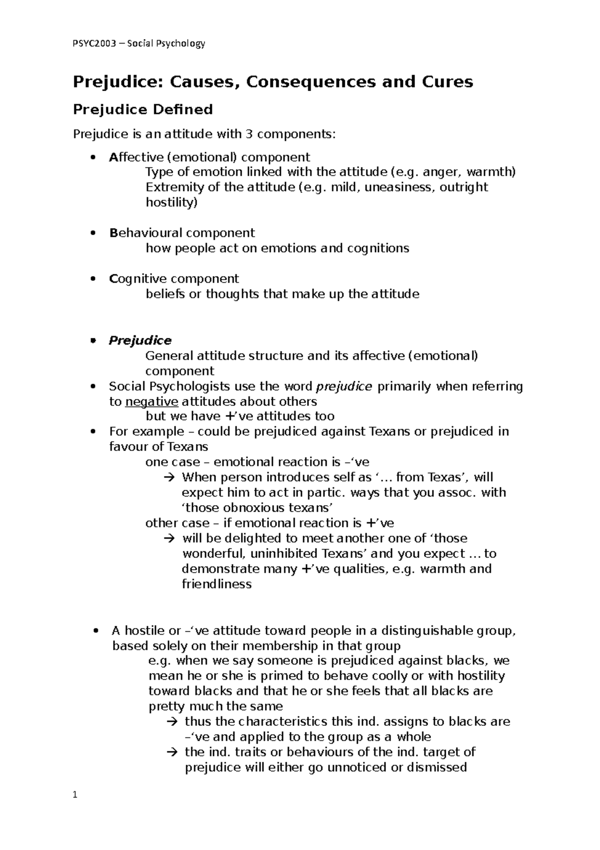 Prejudice - chapter 13 - Course content for lecture taught by Tim ...