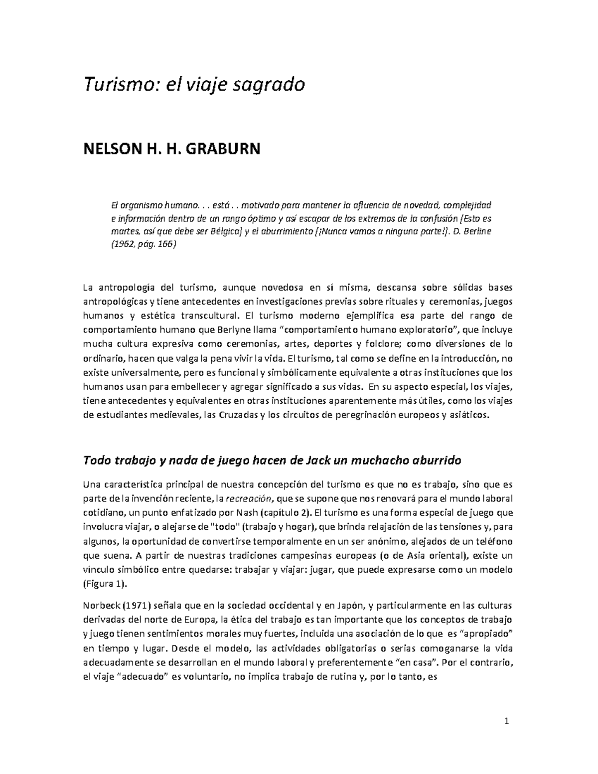 Graburn Turismo El viaje sagrado para Sociología (resumen) 7da40951990 ...