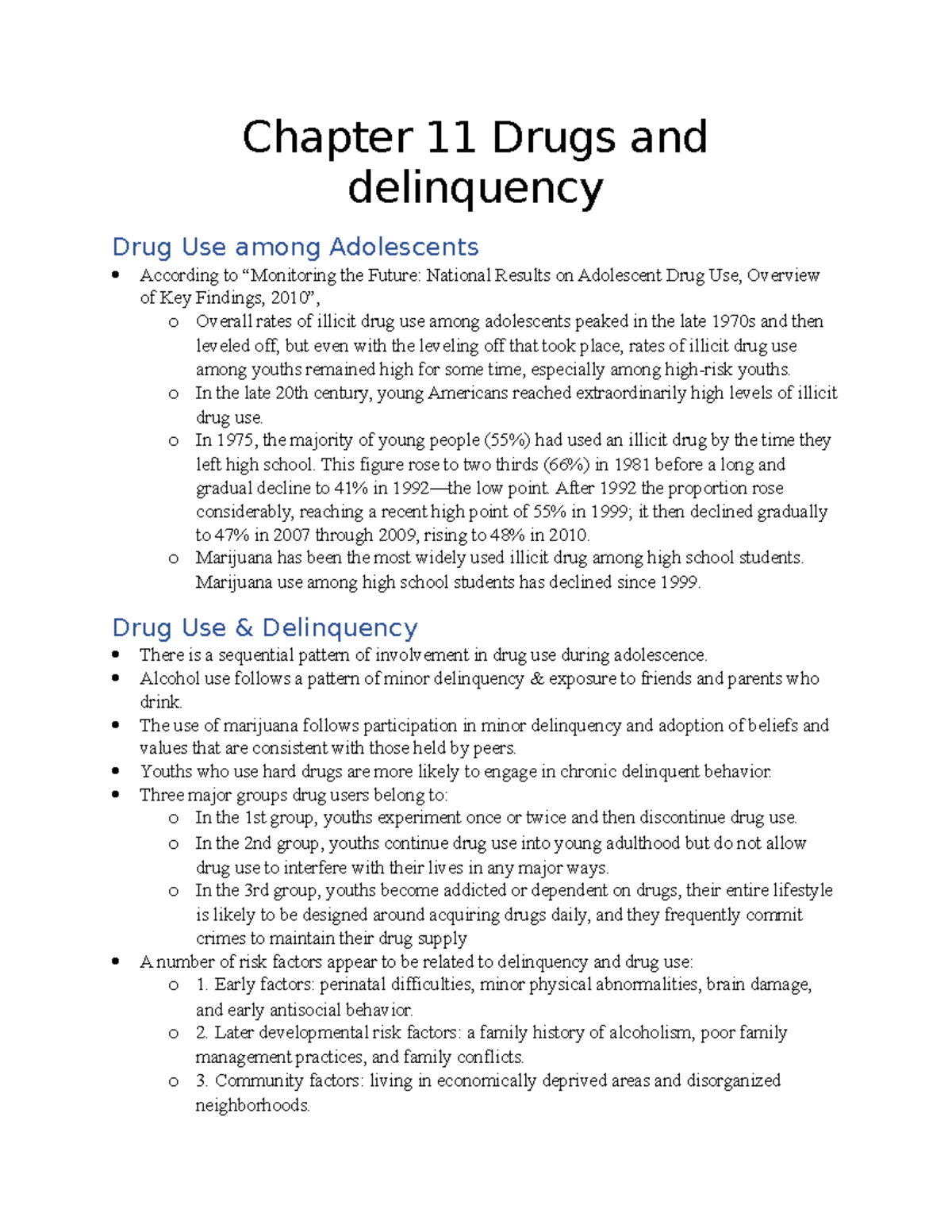 Chapter 11 Drugs and delinquency - Chapter 11 Drugs and delinquency ...