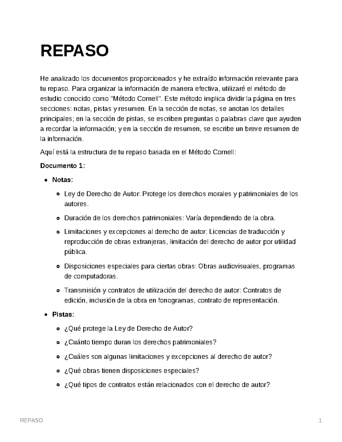 Repaso - Yeha - REPASO He analizado los documentos proporcionados y he ...