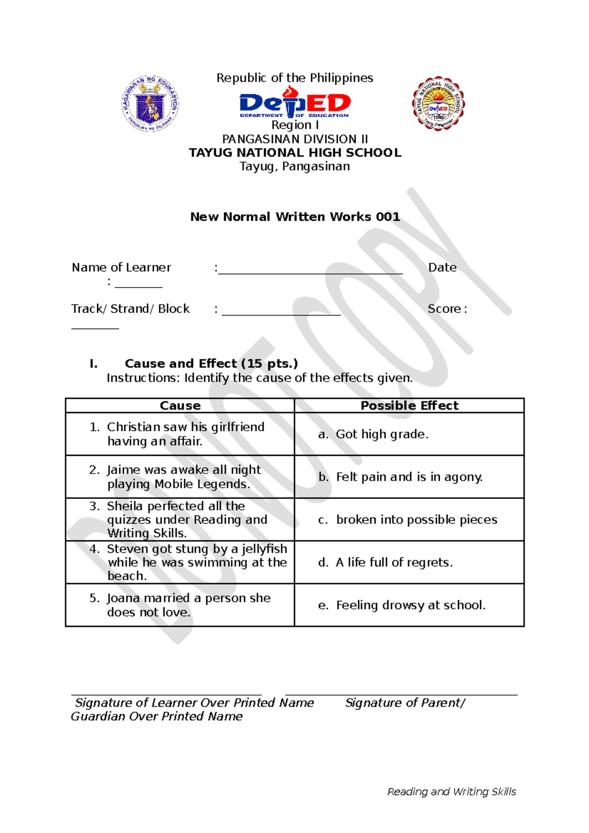 New Normal Written Works 001 - Republic of the Philippines Region I ...