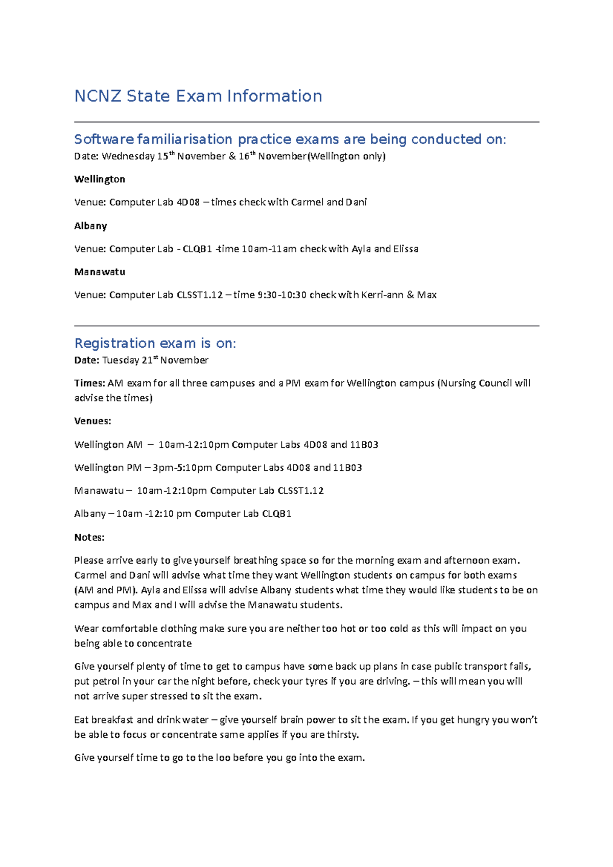 NCNZ State Exam Information - NCNZ State Exam Information Software ...