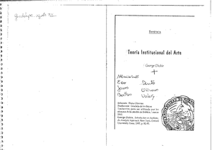George Dickie y LA Teoria Institucional DEL ARTE - 1 George Dickie y la ...