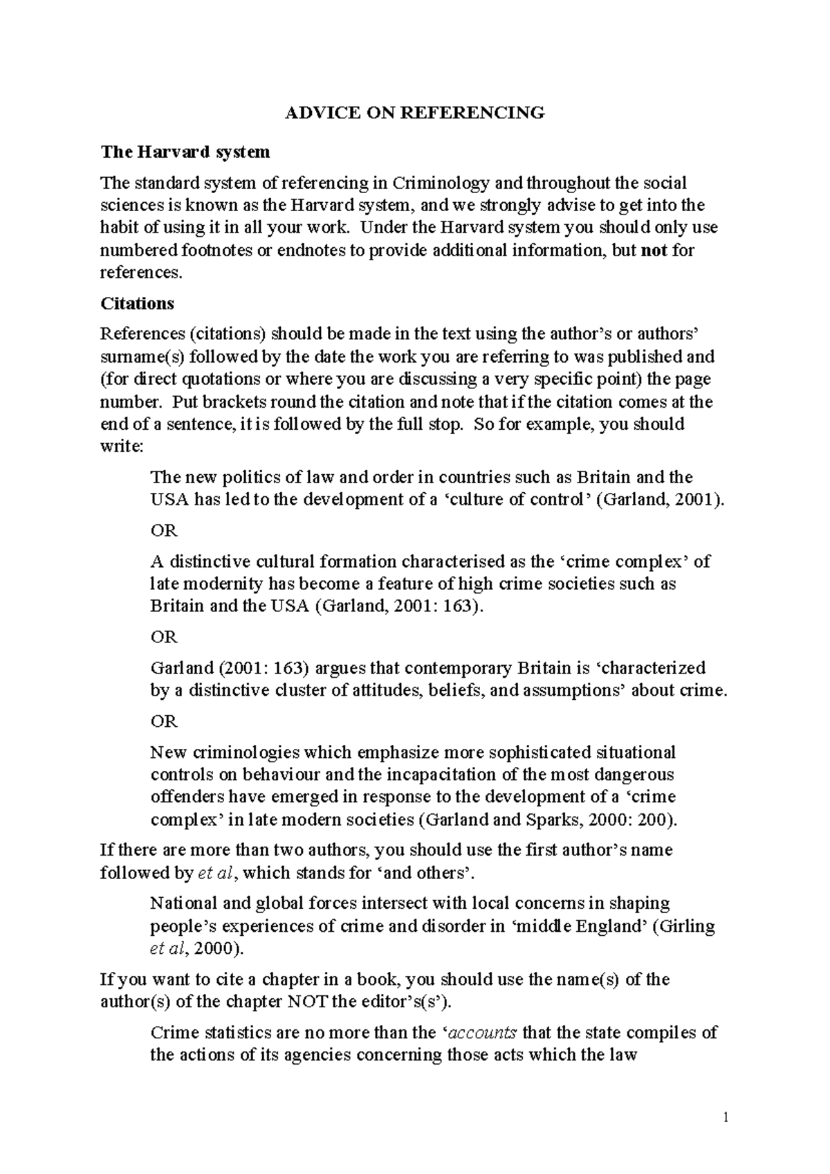 Harvard Referencing Guide - ADVICE ON REFERENCING The Harvard system ...