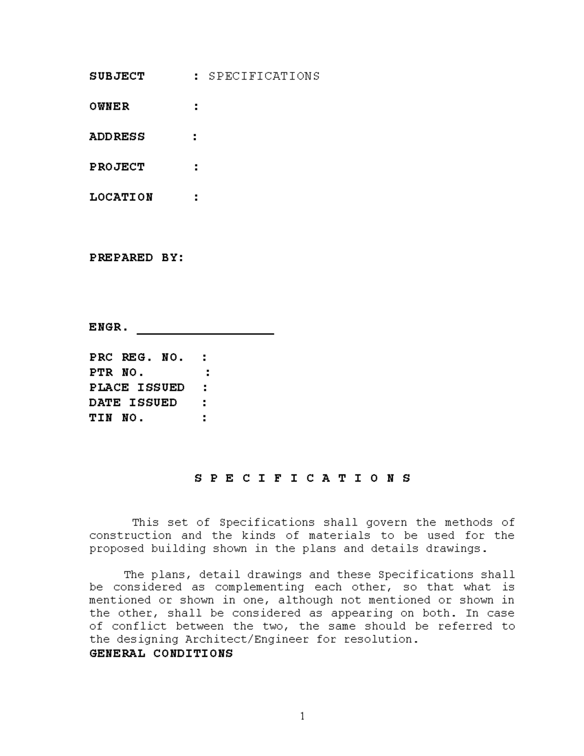 Specs- Sample - IMPORTANT IN BUILDING SYSTEM DESIGN FOR SPECIFICATIONS ...