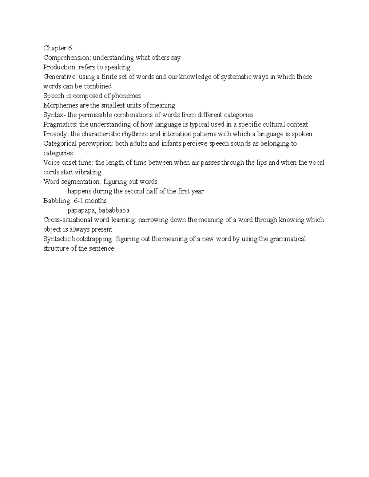 Child development ch6 - lecture notes for chapter 6 - Chapter 6 ...