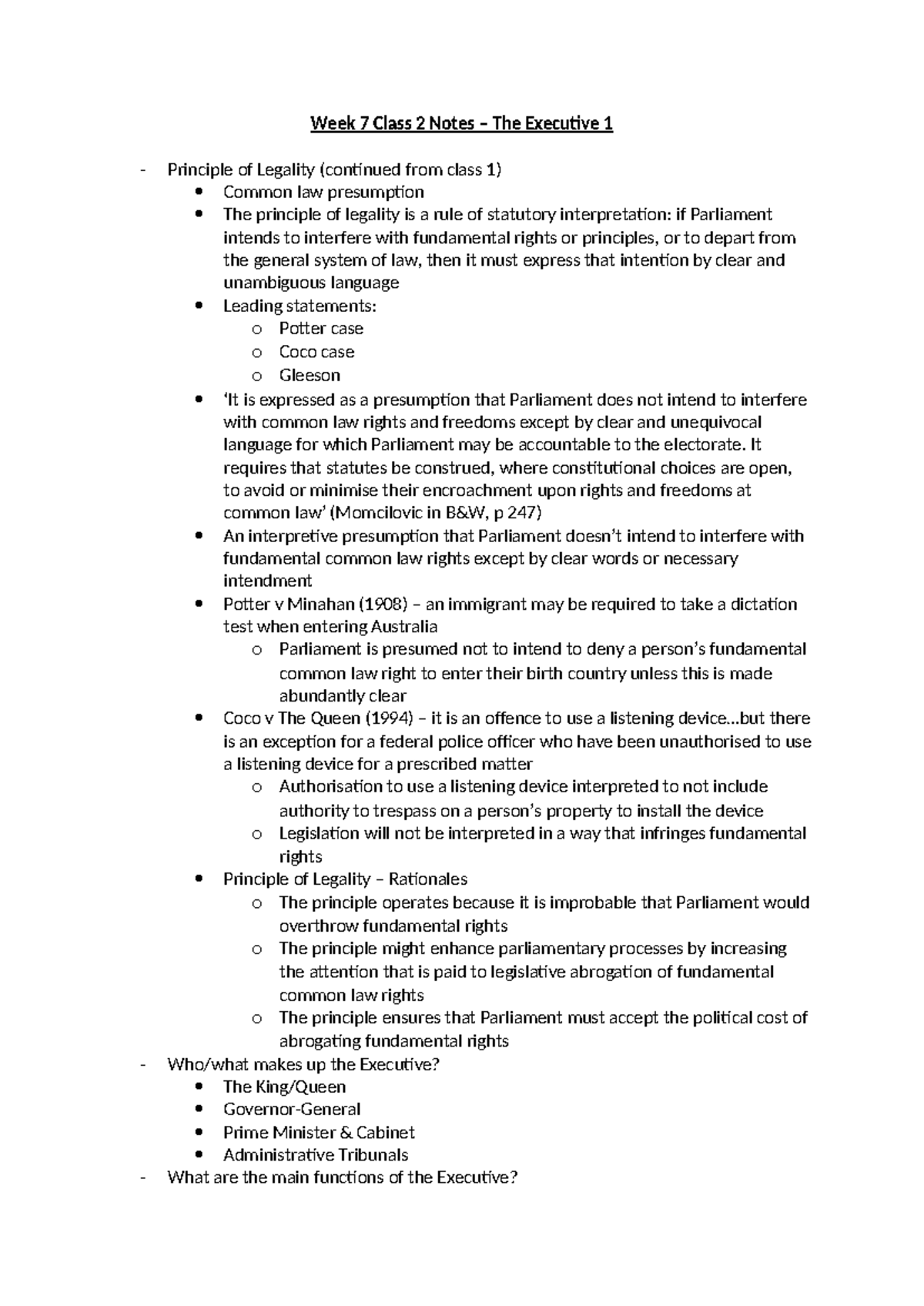 Week 7 Class 2 Notes – The Executive 1 - Week 7 Class 2 Notes – The ...