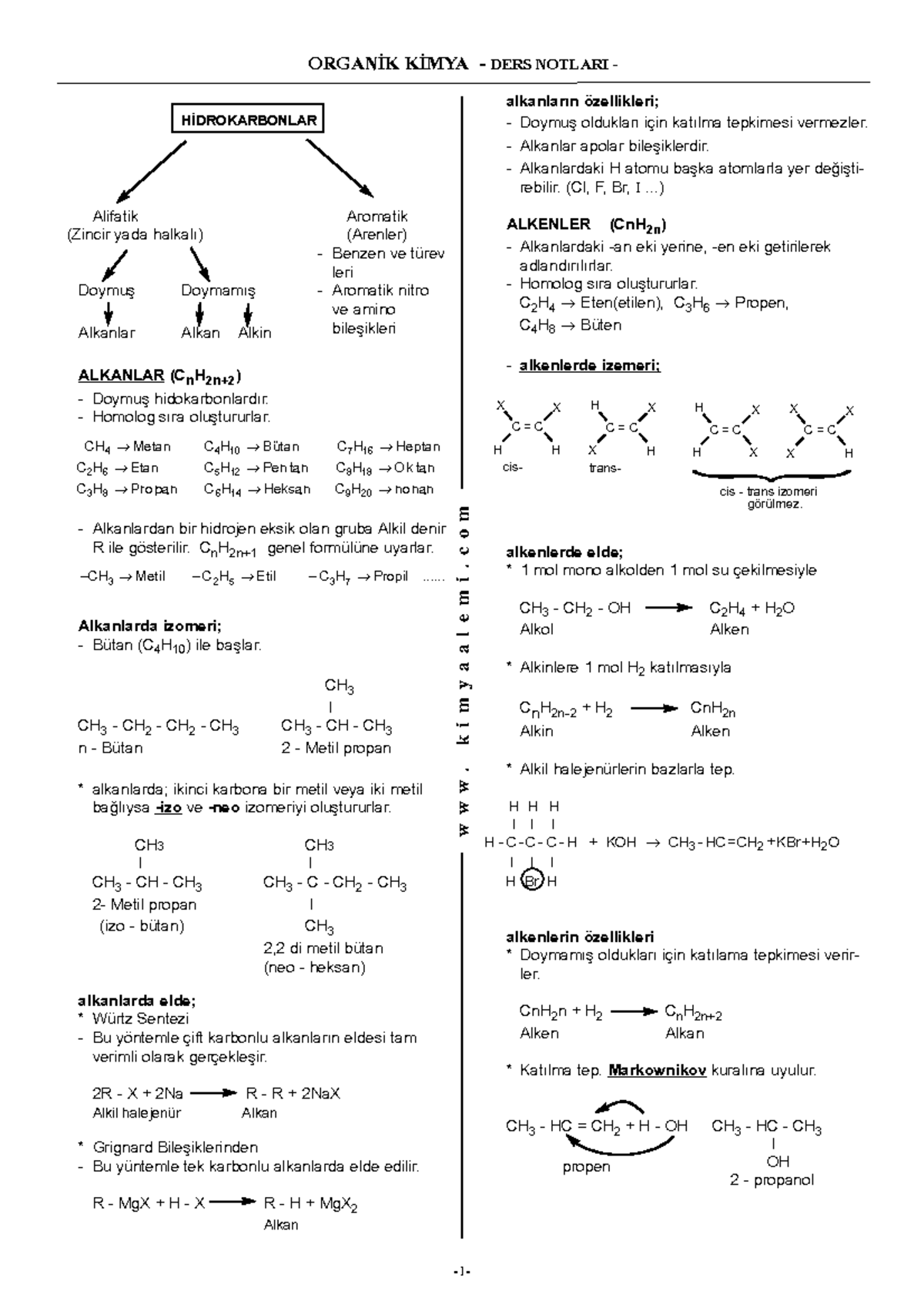 Organikkimya - Alkane alkene alkine - H›DROKARBONLAR Alifatik Aromatik ...