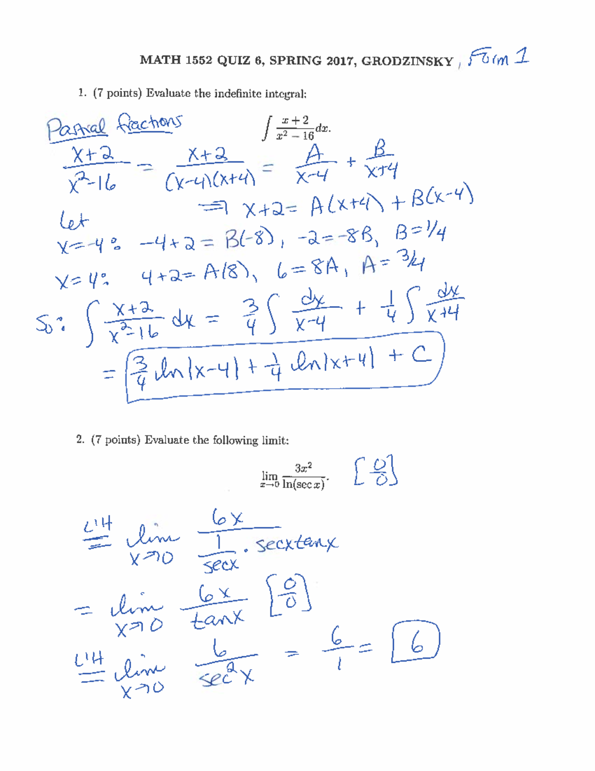 Quiz6 sp17 - Practice Quizzes - MATH1552 - Studocu