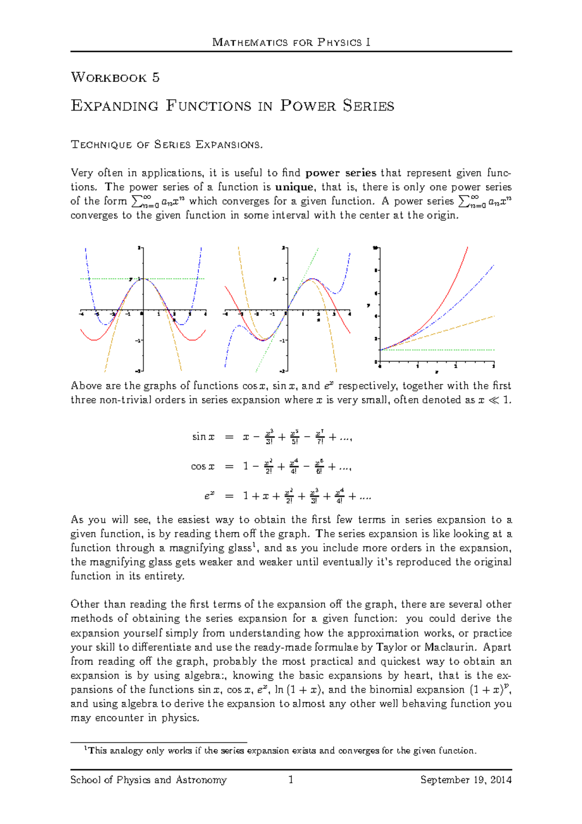 Maths for Physics 1-Expanding Functions in Power Series - Workbook 5 ...